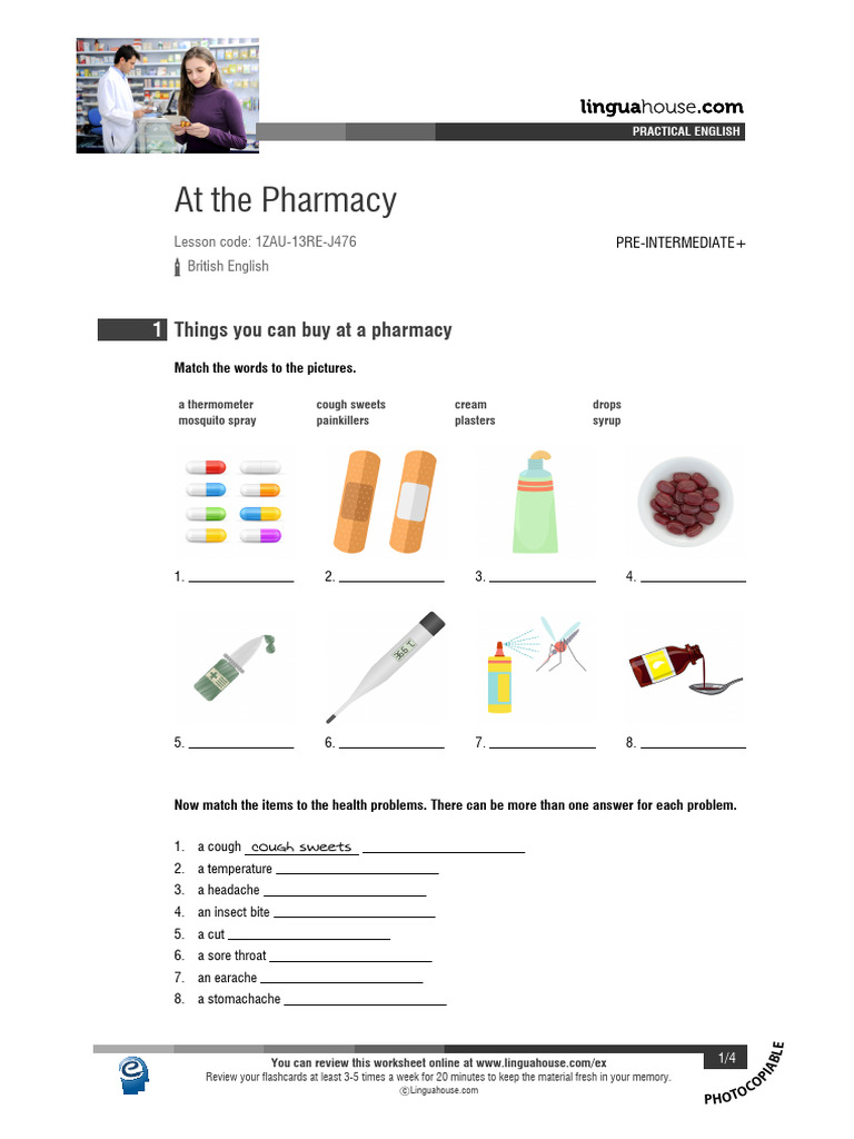At The Pharmacy | PDF | Pharmacy | Pharmacist