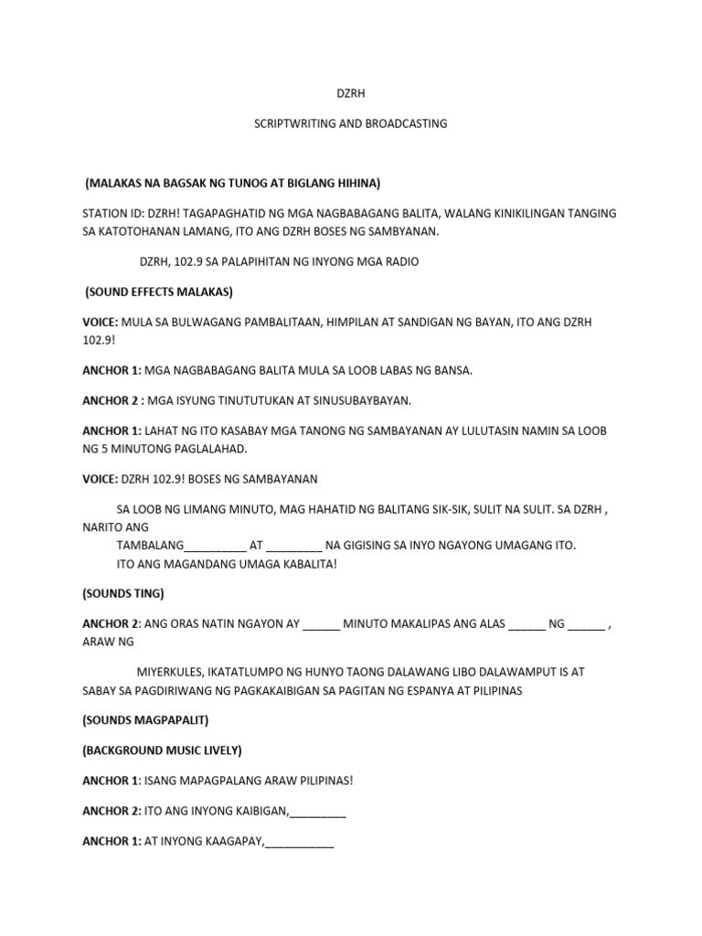 Filipino Radio Broadcasting Script | PDF