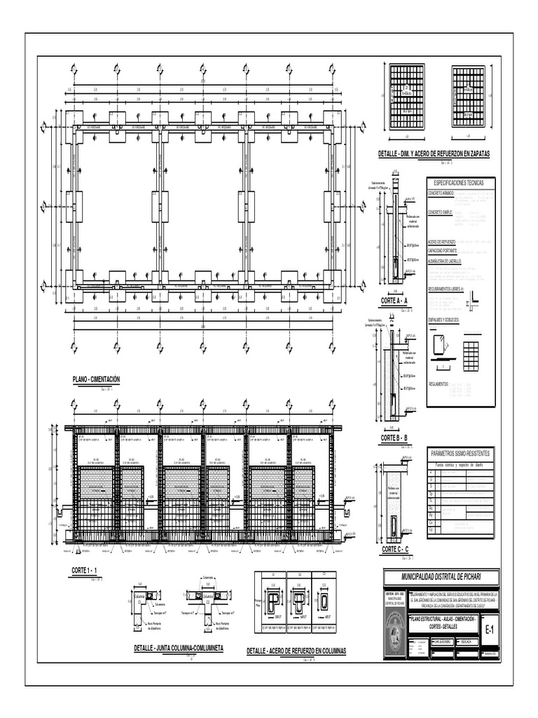 E1 Aulas Planos Estructurales - A1 | PDF | Ingeniería estructural | Ingeniería de Edificación