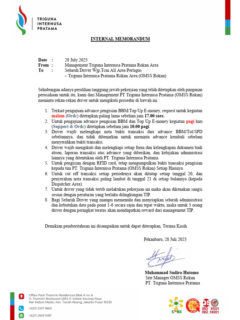 Memorandum Driver | PDF