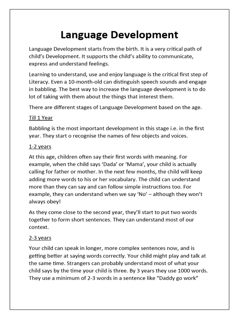 Language Development | PDF | Language Development | Behavior Modification