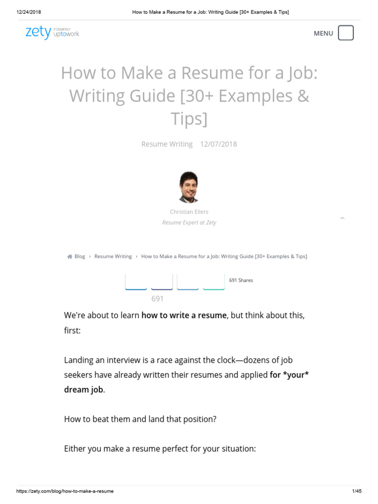 How To Make A Resume For A Job - Writing Guide (30+ Examples & Tips ...