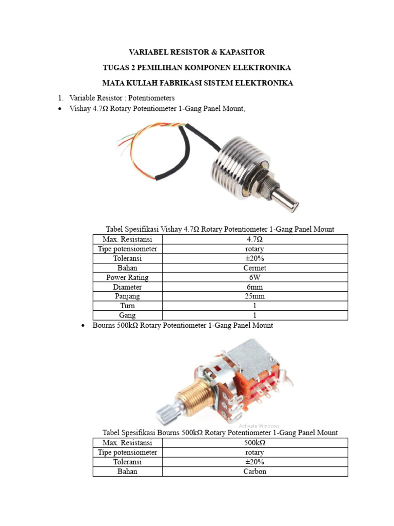 Jenis Jenis Variabel Resistor + Kapasitor | PDF | Components ...