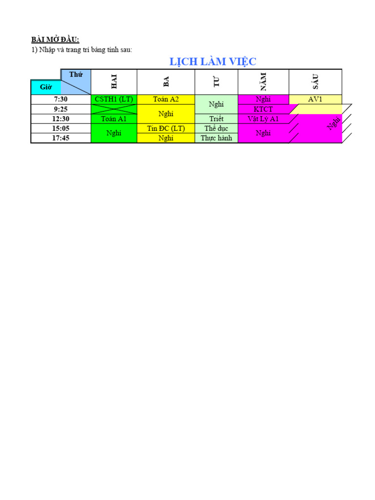 Bai Tap Thuc Hanh Excel | PDF