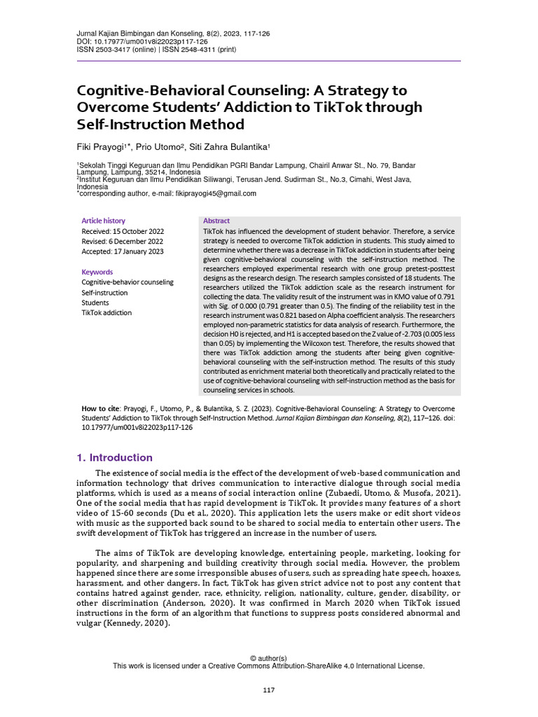 TIKTOK | PDF | Cognitive Behavioral Therapy | Social Media