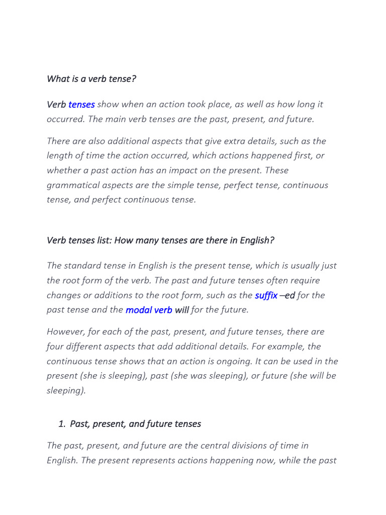 Verb Tenses Explained | PDF