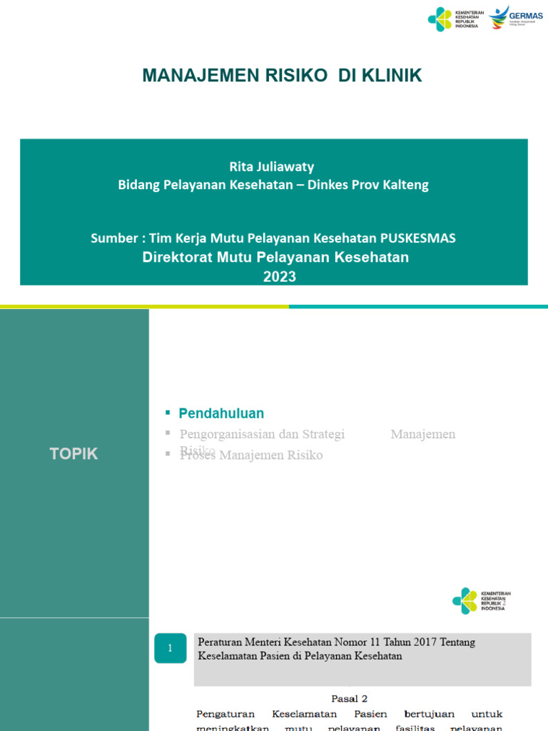 Manajemen Risiko Klinik | PDF