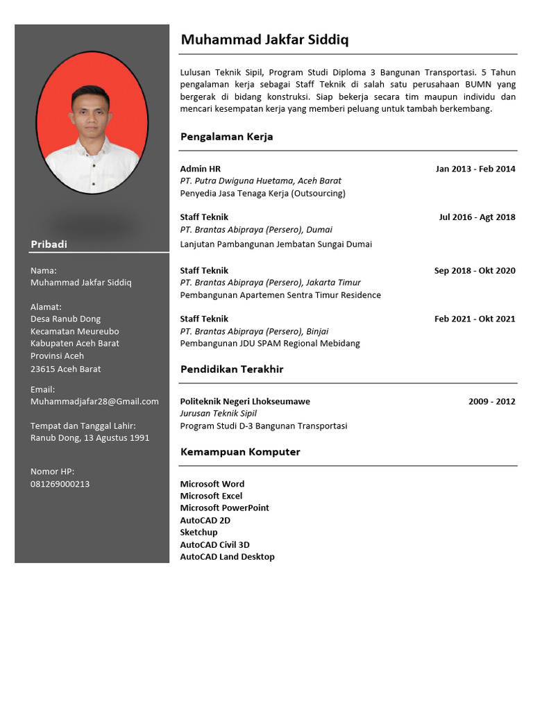 Profil Muhammad Jakfar Siddiq, Staff Teknik | PDF