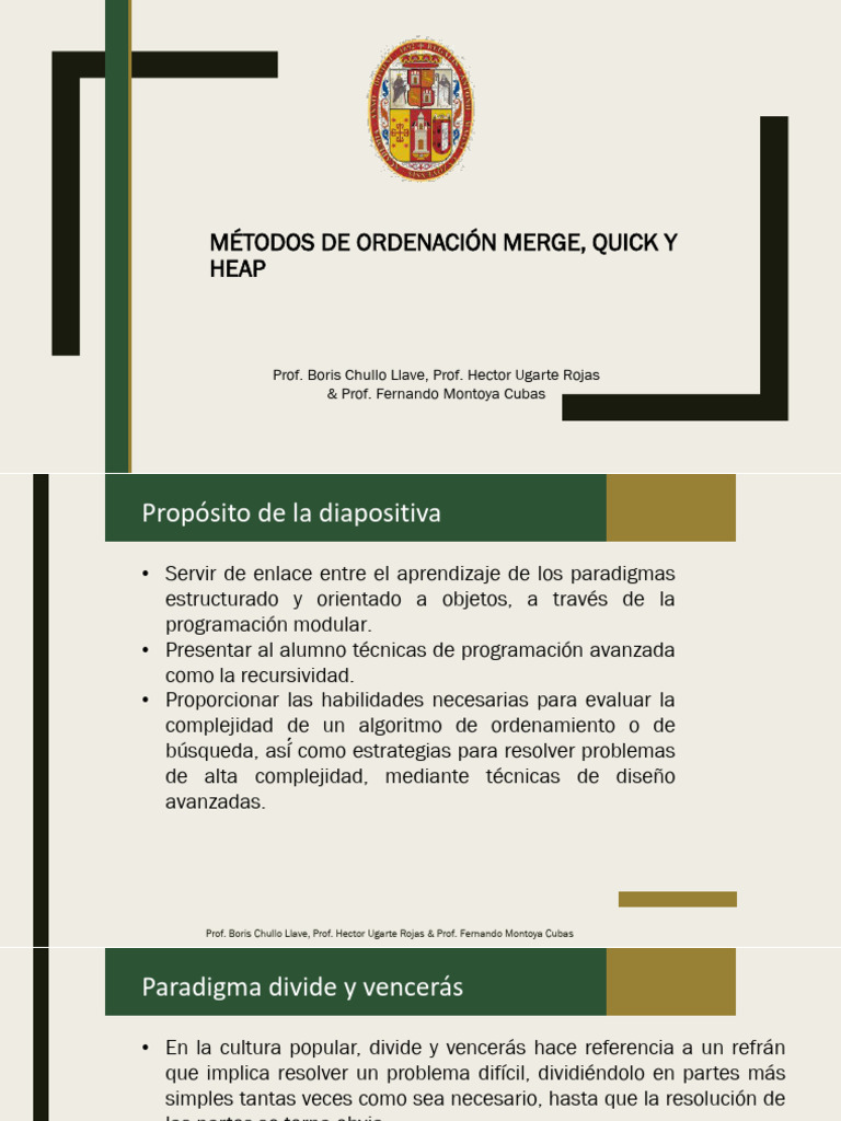 Merge Sort Quick Sort Heap Sort Pdf Algoritmos Informática Teórica