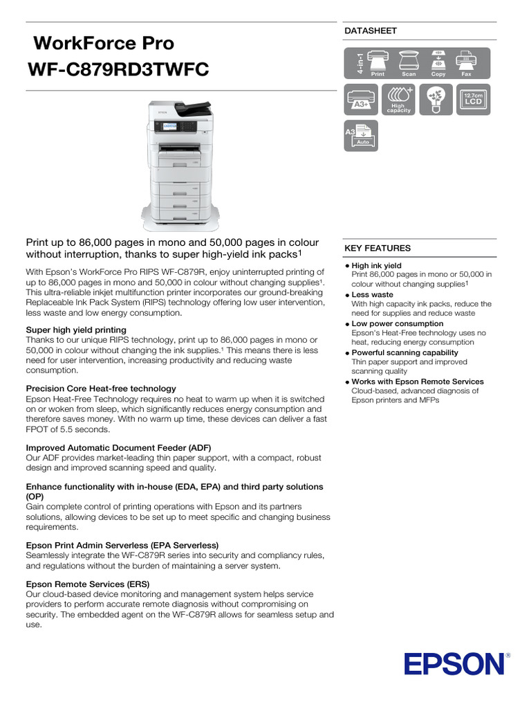 Workforce Pro WF c879rd3twfc Datasheet | PDF