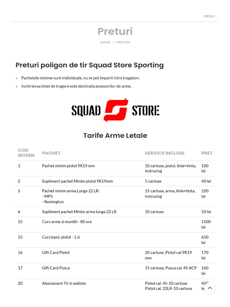 Preturi Tir Poligon Cluj - Poligon Tir Cluj Poligon Tir Sportiv | PDF
