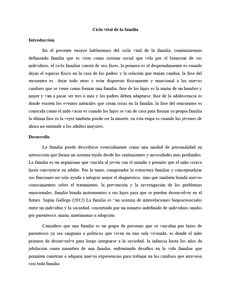 Ensayo Ciclo Vital de La Familia | PDF