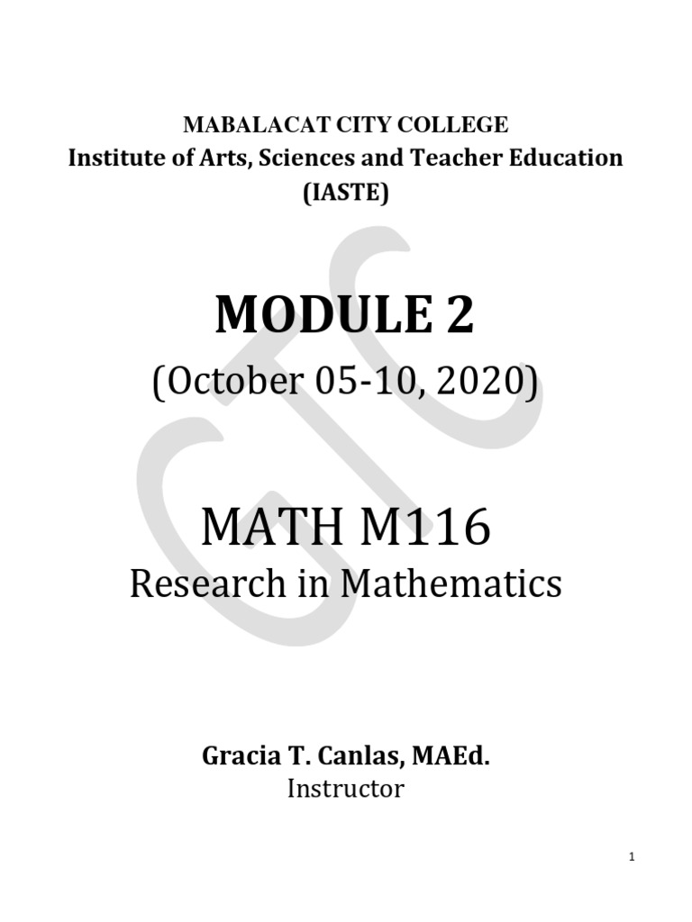 Module 2 Math M116 | PDF