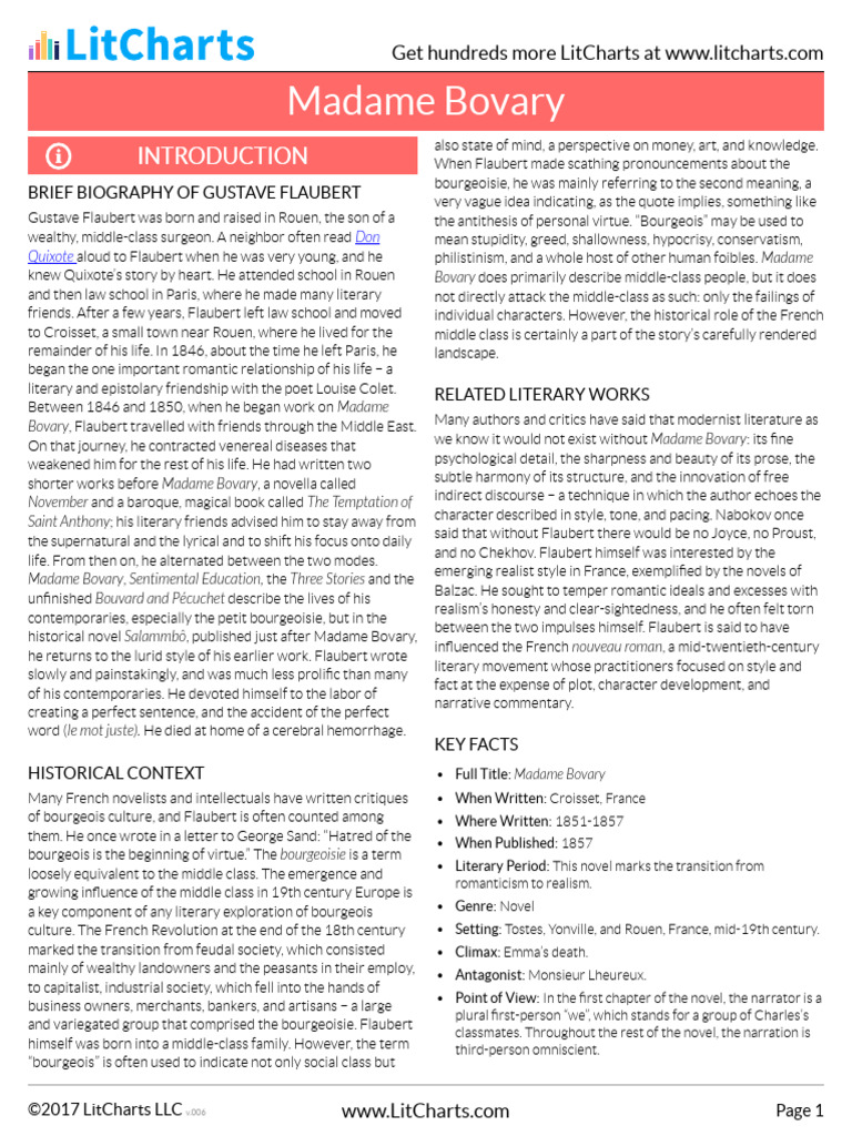 Madame Bovary LitChart | PDF