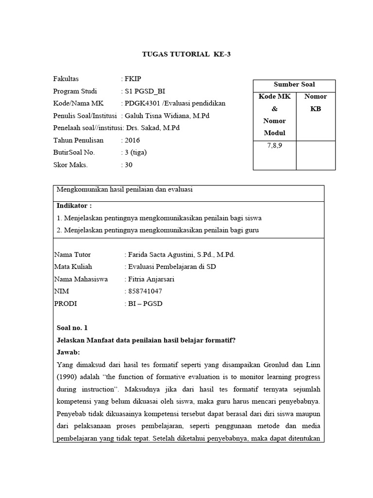 TT3 - Ev - 26 Nop - 22 | PDF | Karier & Perkembangan