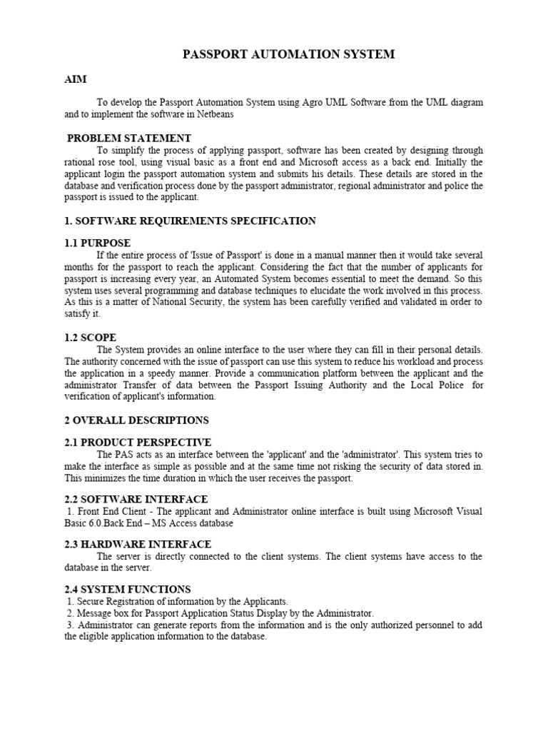 Passport Automation System Pdf 