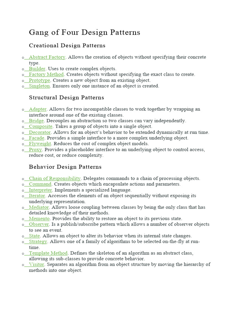 Gang of Four Design Patterns | PDF