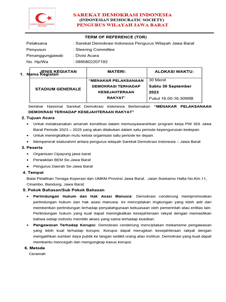 ToR Stadium Generale Rocky Gerung | PDF