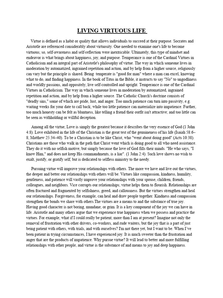 Living Virtuous Life | PDF