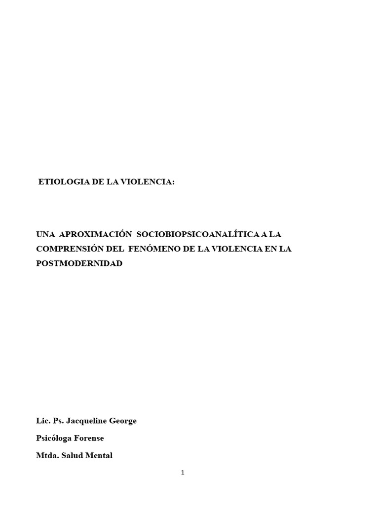 Etiologia de La Violencia Una Aproximaci | PDF | Filosofía