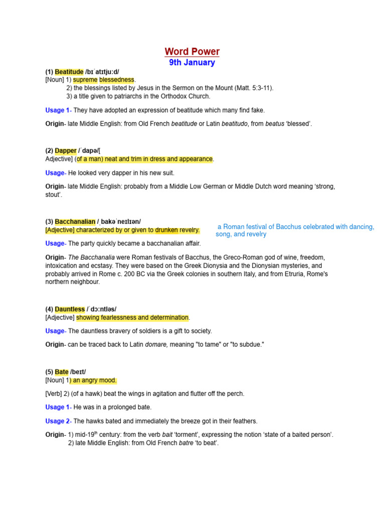 Word Power-9nd January | PDF