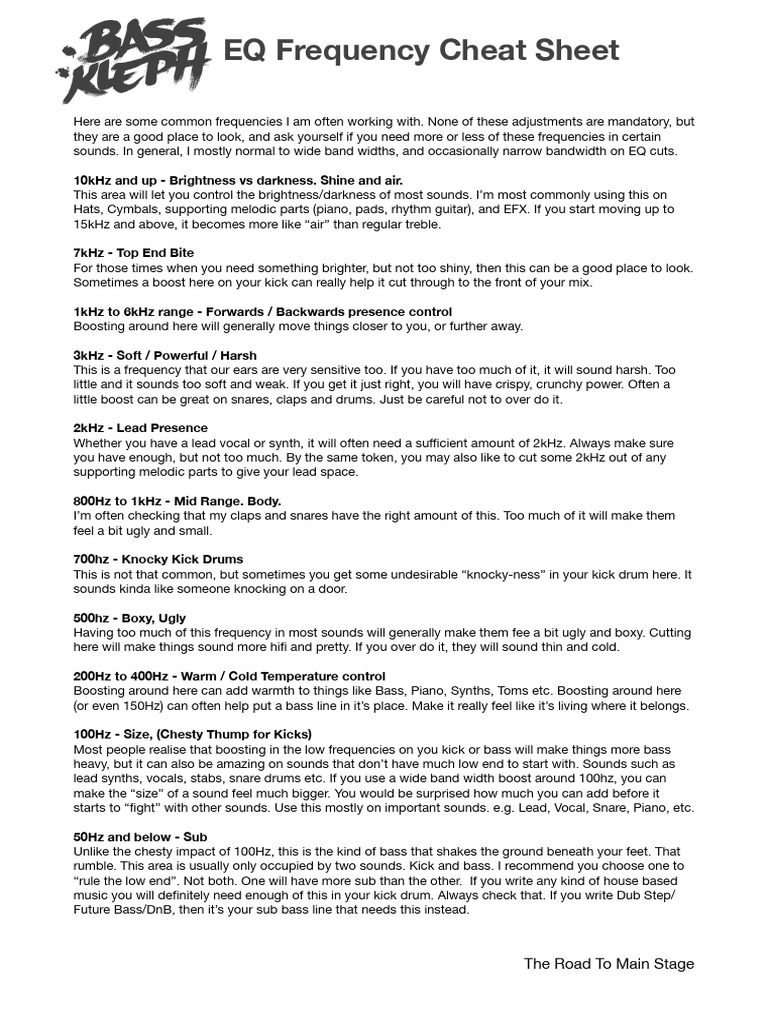 UIltimate EQ Cheat Sheet - Bass Kleph | PDF