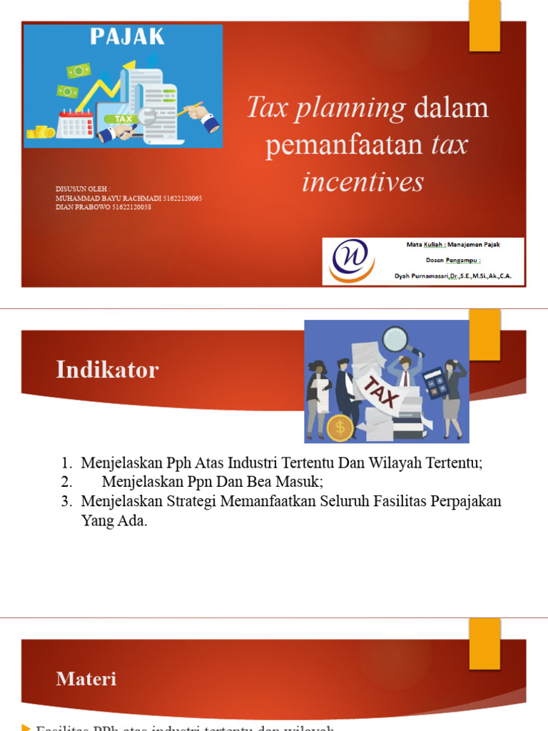 Tax Planning Dalam Pemanfaatan Tax Incentives | PDF