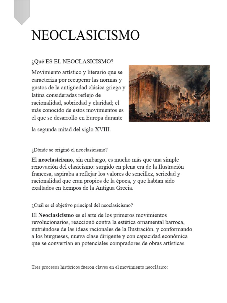 NEOCLASICISMO | PDF | Era de iluminacion | Clasicismo