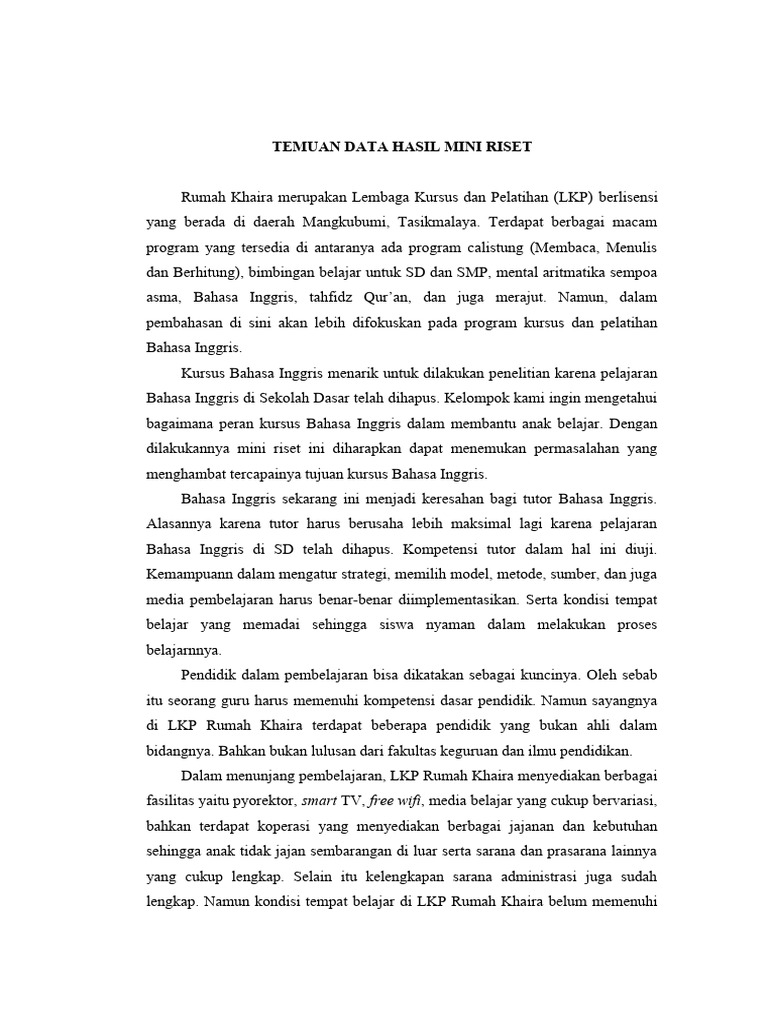 Laporan Mini Riset - Individu | PDF