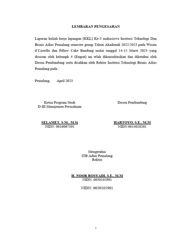 Lembaran Pengesahan | PDF