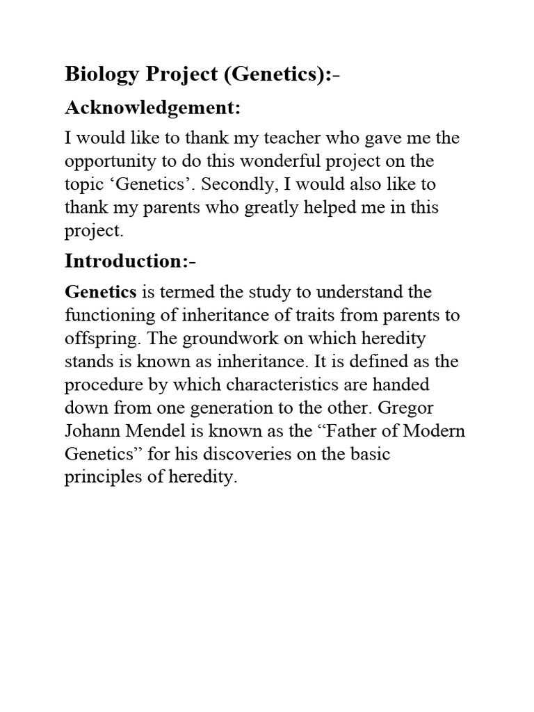 Biology Project | PDF | Dominance (Genetics) | Zygosity