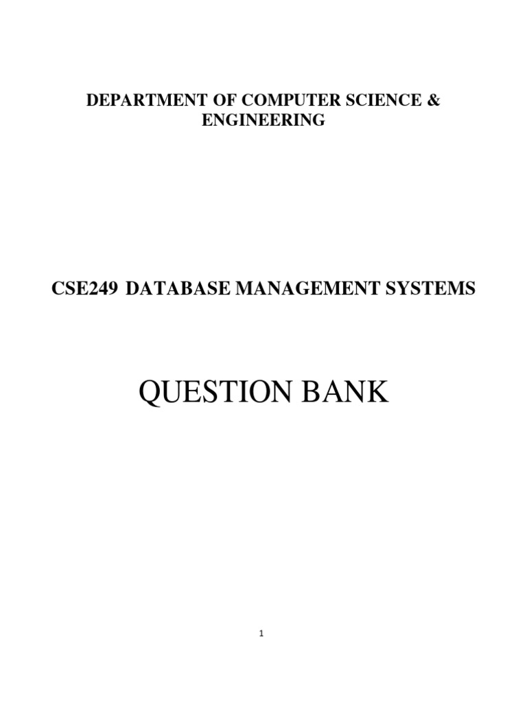 Cse249-Database-Management-System - QB | PDF | Relational Database | Relational Model