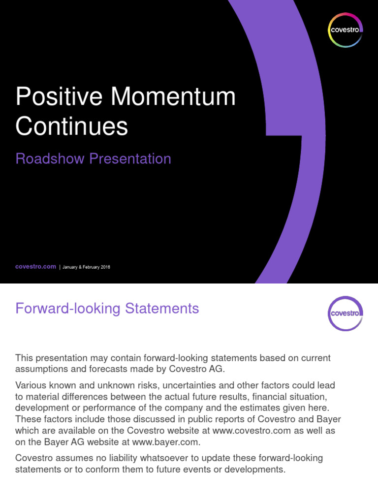 Covestro Roadshow Presentation JanFeb 2016 | PDF | Polyurethane