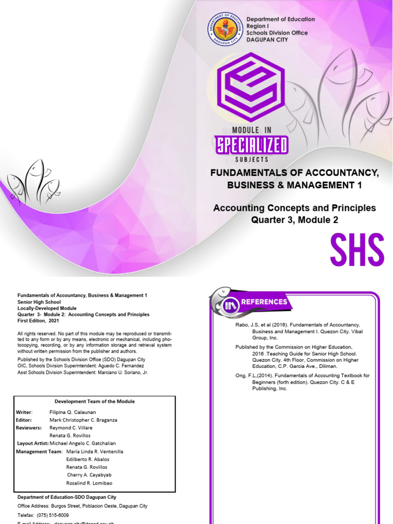 SHS - FABM 1 Q3 - Module 2 - Accounting Concepts and Principles - v2 | PDF | Finance & Money ...