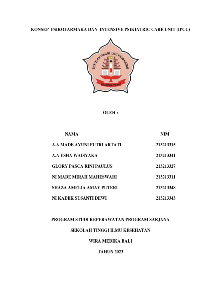 KLP 01 - Konsep Psikofarmaka Dan Intensive Psikiatric Care Unit (IPCU) | PDF