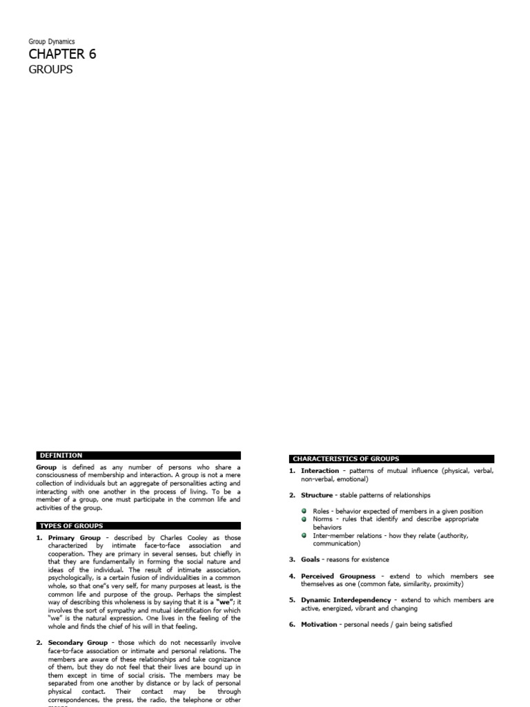 Group Dynamics Cwts Chapter 6 | PDF
