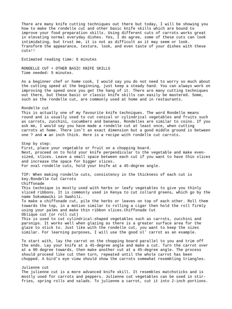 Rondelle Cut: A Beginner's Guide | PDF | Carrot | Asian Cuisine