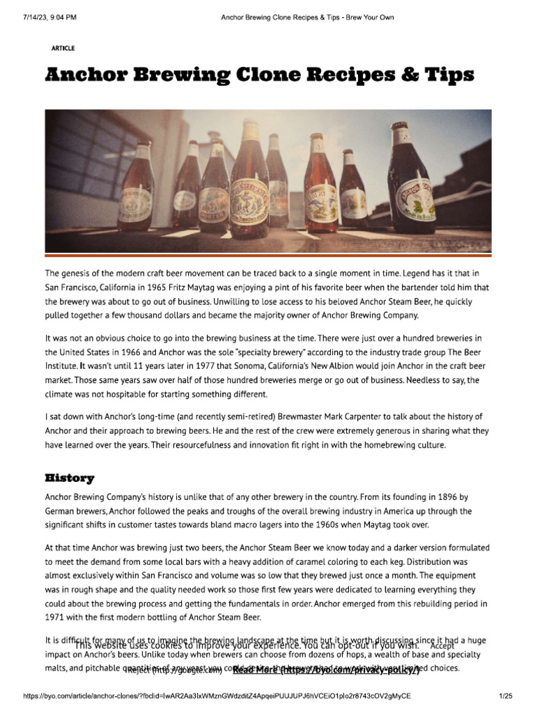 Anchor Brewing Homebrew Clone Recipes | PDF