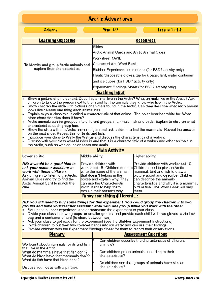 Arctic Adventures Science Plan1 | PDF | Polar Bear | Arctic