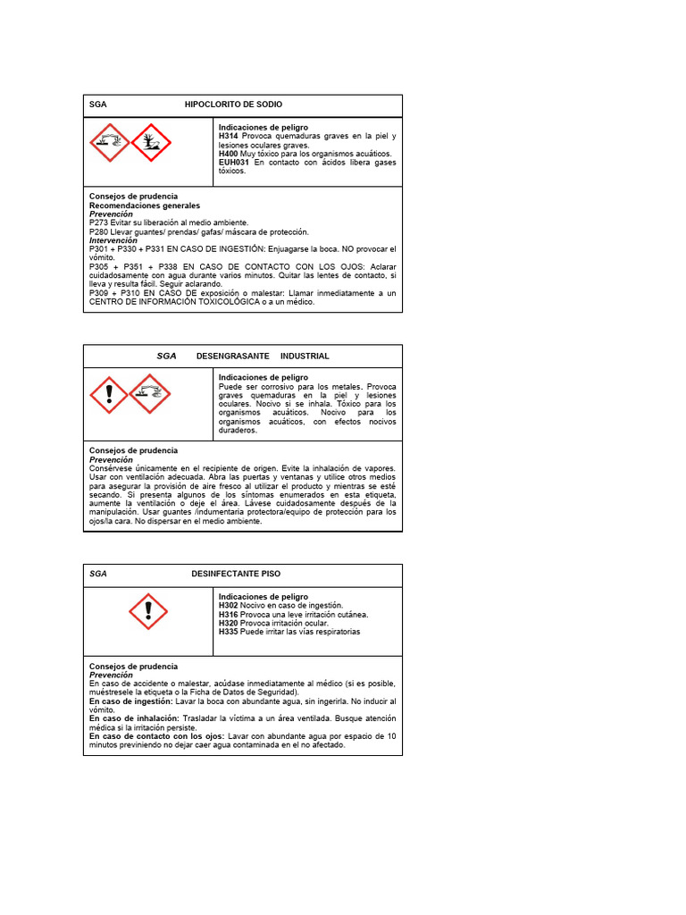 Sga Rótulo Productos q. (1) | PDF | Química | Seguridad y salud ocupacional