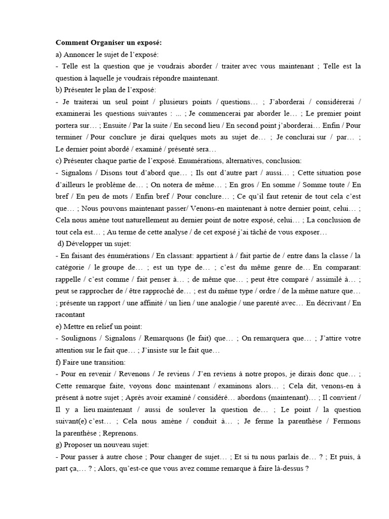 Comment Organiser Un Exposé | PDF