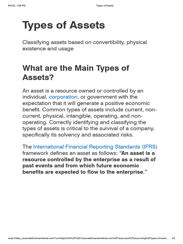 Types of Assets | Download Free PDF | Fixed Asset | Financial Accounting