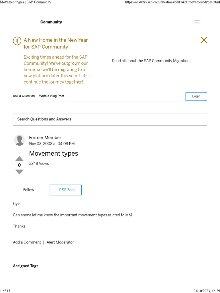 Movement Types SAP Community | PDF | Business
