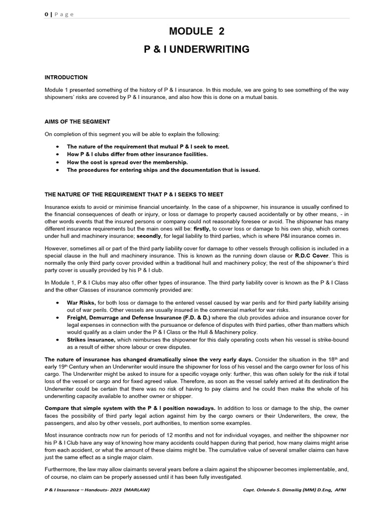 P&I Clubs 2 | PDF