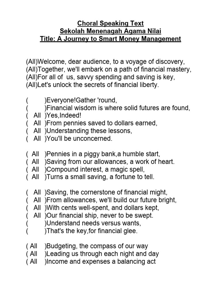 Choral Speaking Text | PDF