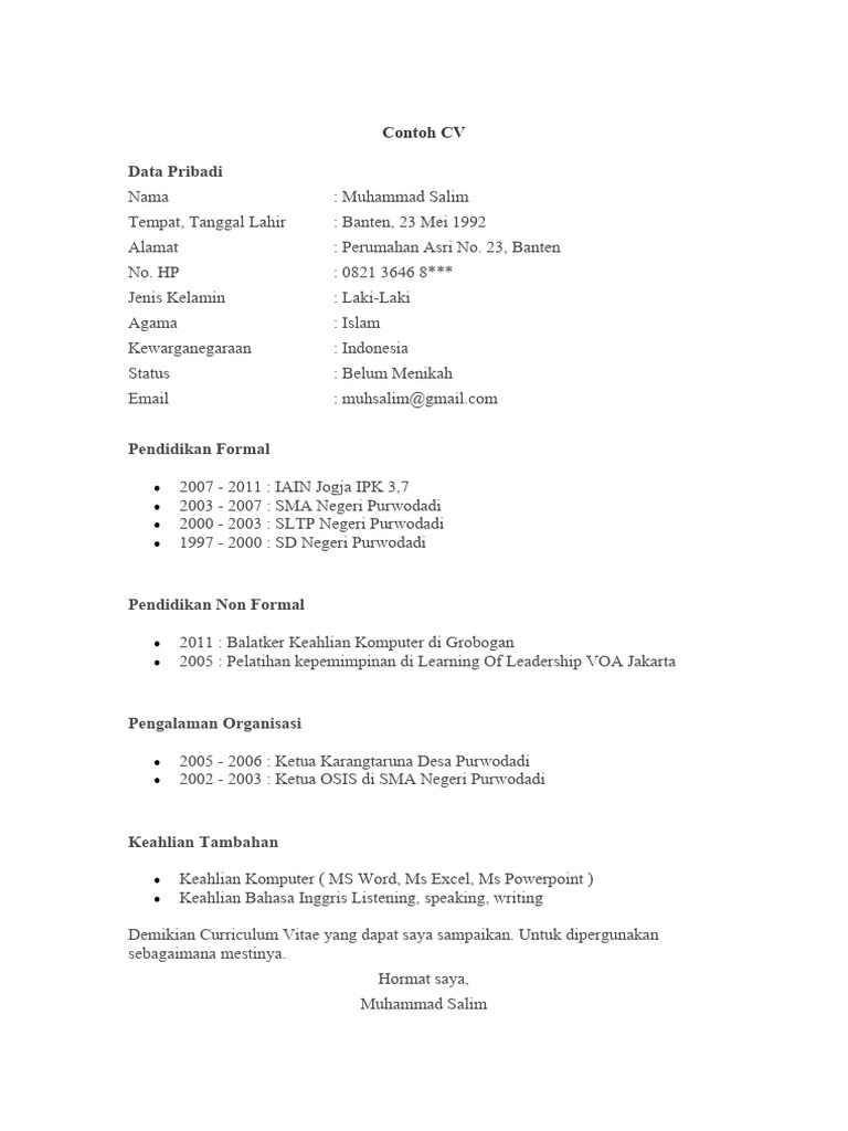 Contoh CV | PDF
