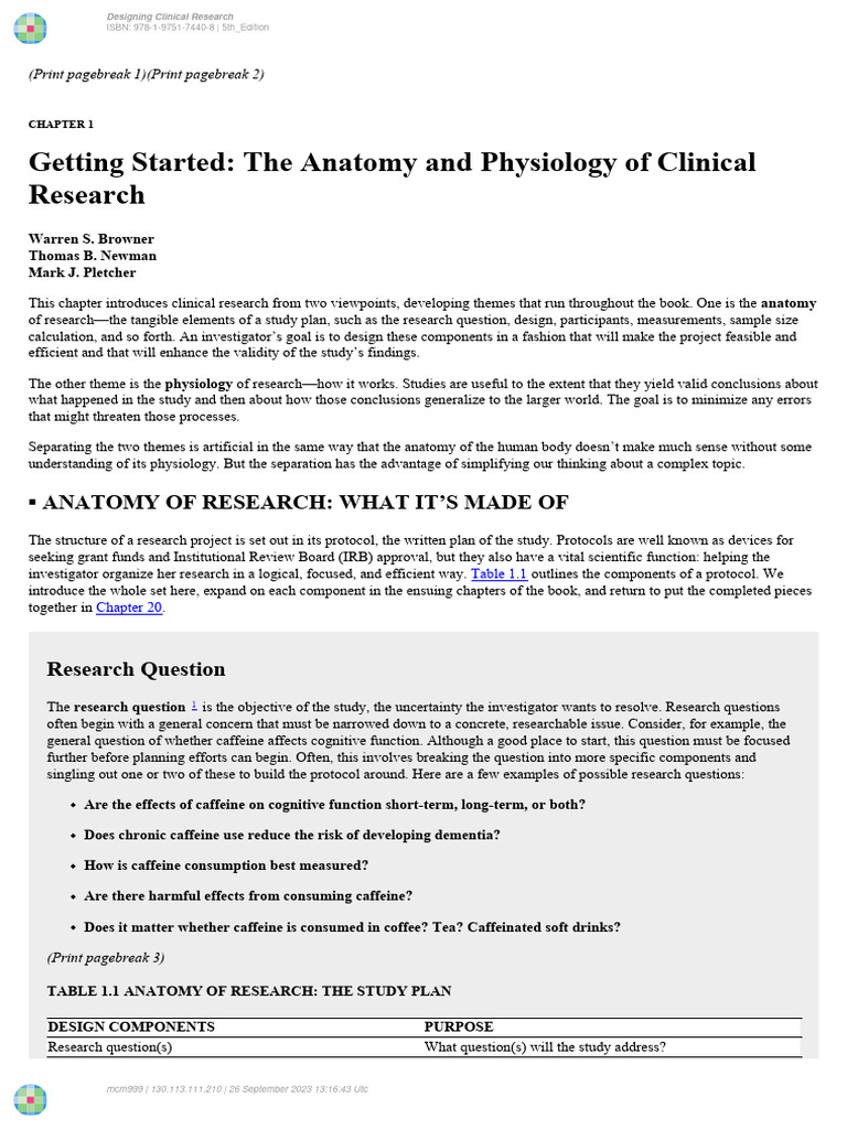 Chapter 1 Getting Started The Anatomy And Physiology Of Clinical Research Pdf Cohort