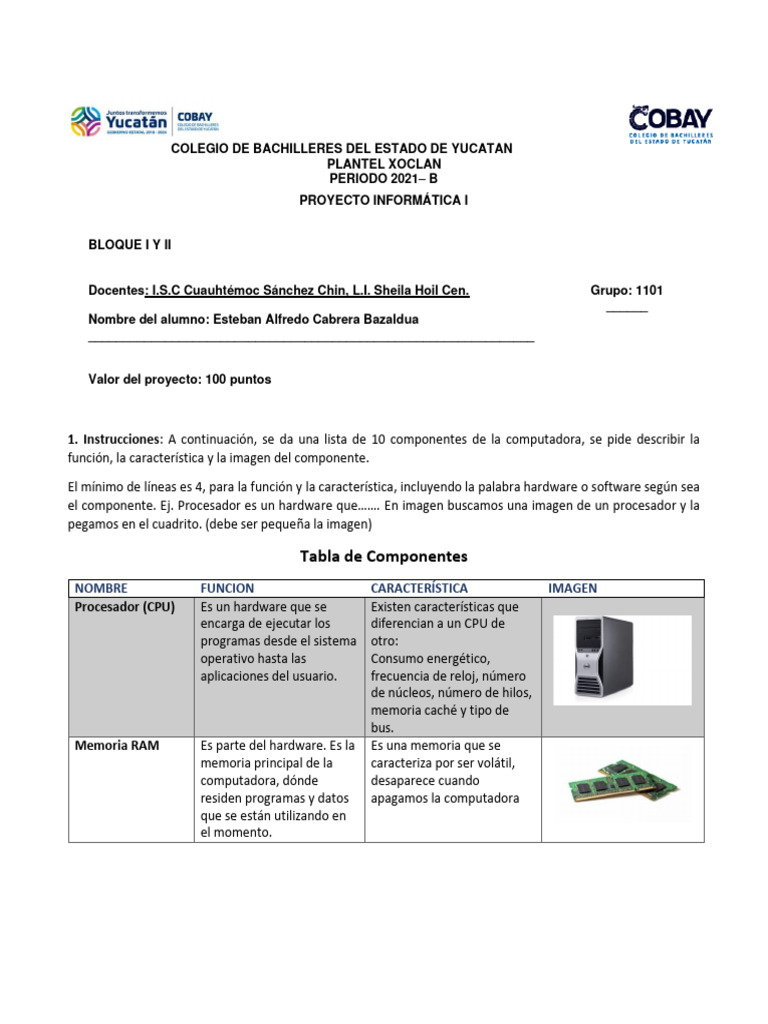 Proyecto Parcial 1 Informática I | PDF | Hardware de la computadora ...