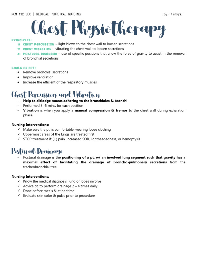 NCM 112 LEC Topic 7 Chest Physiotherapy | PDF