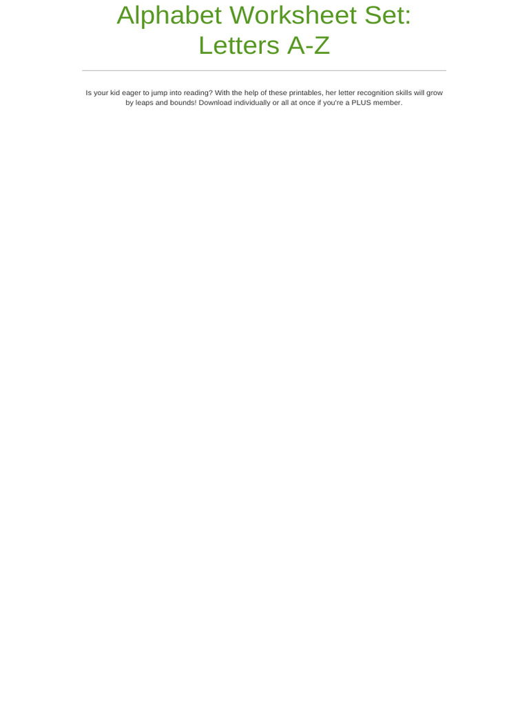 Alphabet Worksheet Set A-Z | PDF